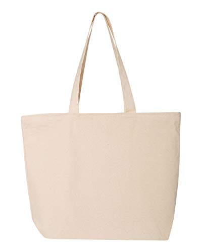 shop4ever® Mandala Elephant Heavy Canvas Tote with Zipper Reusable Shopping Bag 12 oz Natural 1 Pack