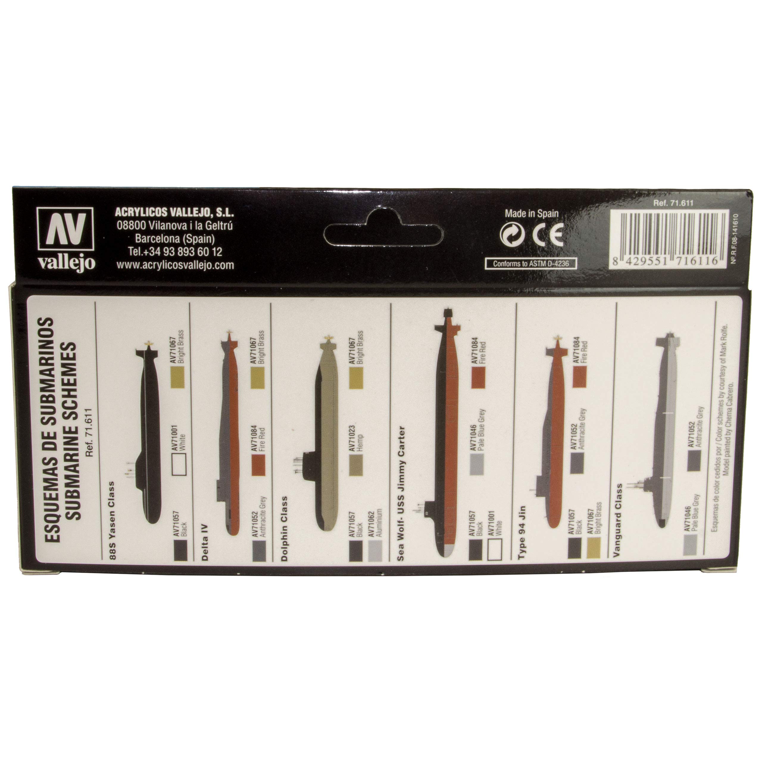 Vallejo Acrylicos Nuclear Submarine Paint Set, 0.5 Liters, Black