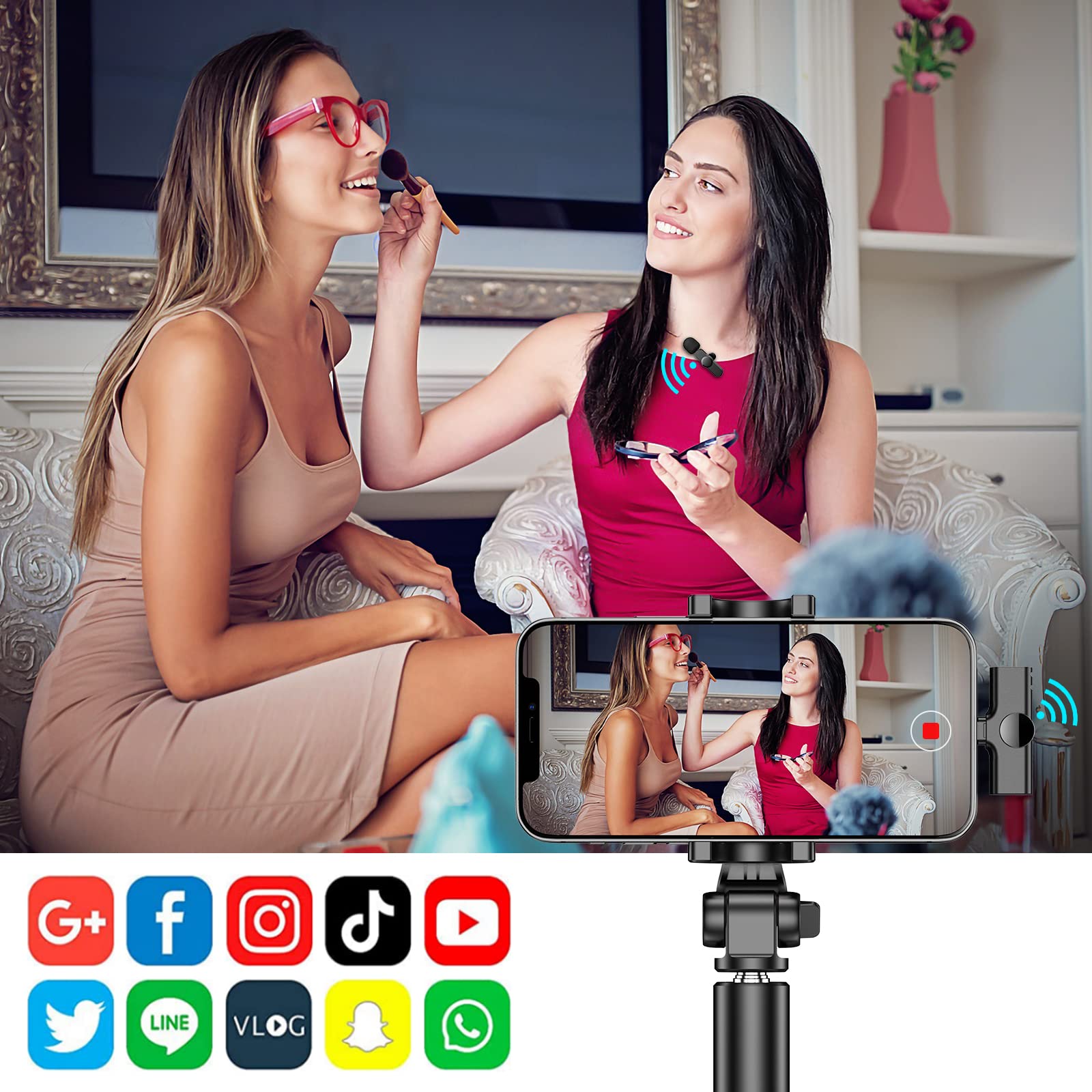 Evary Wireless Lavalier Microphone, Plug-in Lapel Microphone for iPhone, iPad, YouTube, TikTok, NO Bluetooth Needed