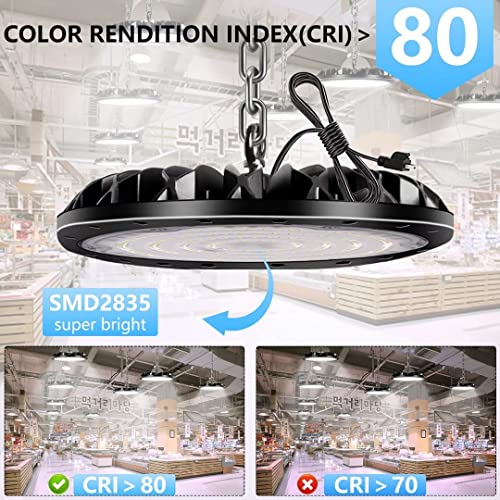 Royana 20 Pack 100W LED High Bay Light, 110V LED Shop Lights, 6000K 10000LM UFO Warehouse Light, with 5ft Cable US Plug, Hook Mount, Garage, Factory, Warehouse, Workshop, Area Light