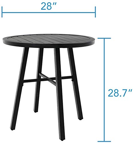 MFSTUDIO Outdoor Bistro Table Round Metal Patio Dining Table Small Side End Adjustable Outdoor Furniture Table,Black