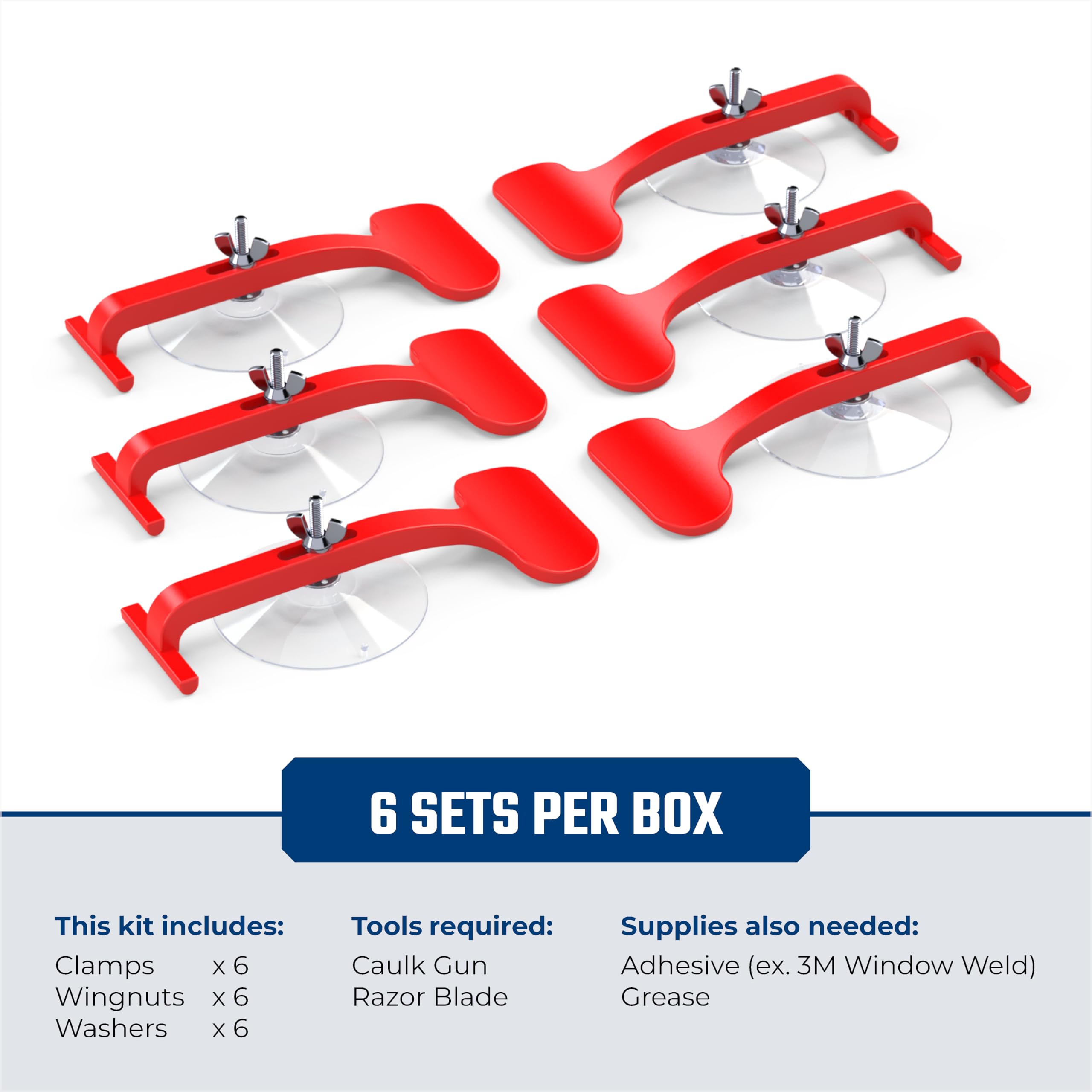 Convertible Doctor Suction Cup Clamps for Convertible Glass Windshield Repair/Gluing (6 Pack)