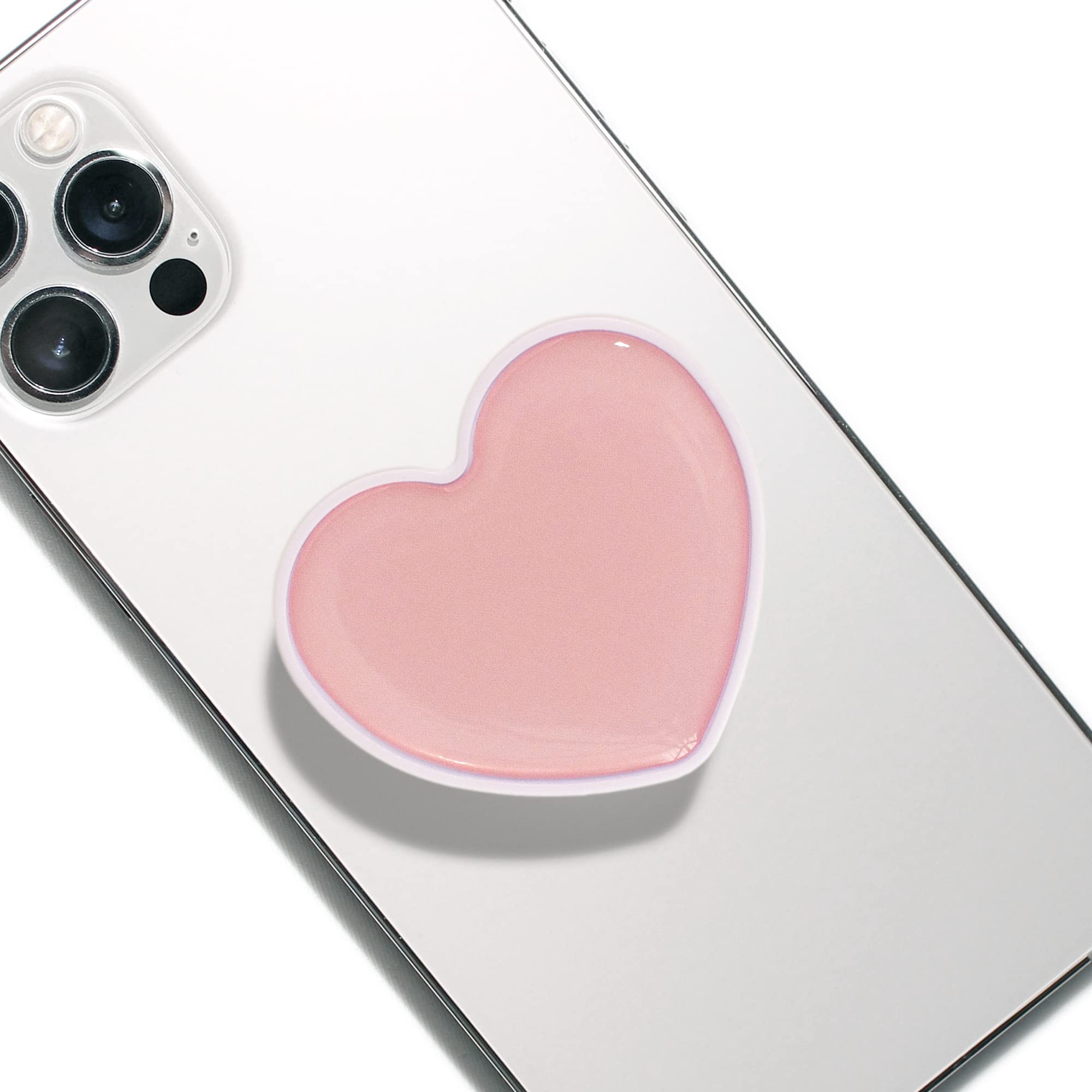 DALSTONE Cute Solid Color Heart Shape Collapsible Expandable Multi Functional Mobile Phone Grip & Kicktand (Pink)