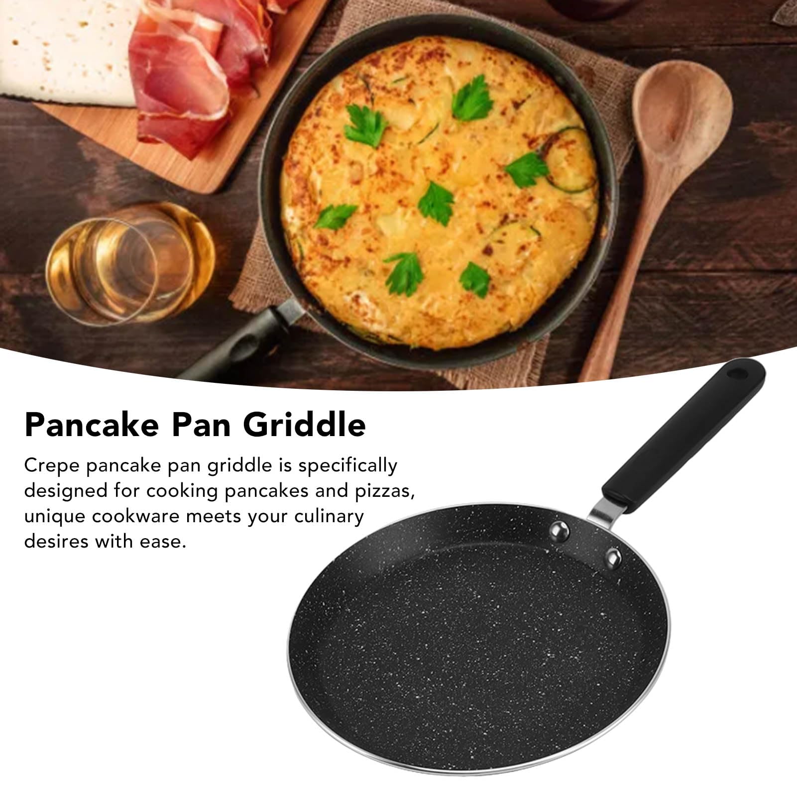 HarmonyBliss Crepe Pancake Pan Nonstick Portable Griddle Pancake Maker Pan for Cooking Pancakes And Pizzas (8 inch)