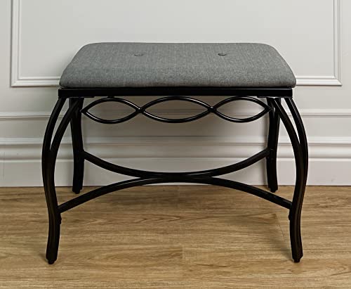 Mango Steam Heather Gray Shoe Bench - Vanity Seat for Makeup Room, Dressing Stool, Entryway Bench - Powder Coated, Upholstered, Space Saving