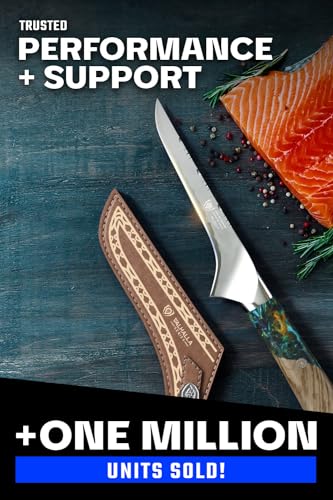Dalstrong Boning Knife - 6 inch - Valhalla Series - 9CR18MOV HC Steel - Celestial Resin & Wood Handle - Fillet Knife, Meat Cutting, Carving, Bone, Trimming, Deboning - Kitchen Knife - Leather Sheath