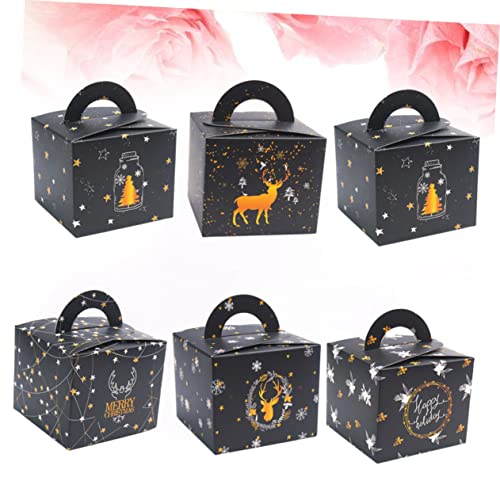 COHEALI 12pcs Christms Gift Boxes Party Favor Boxes for Christms Chocolate Candy Box for Christms Christmas Star Deer Black Christms Candy Box Candy Wrap Box