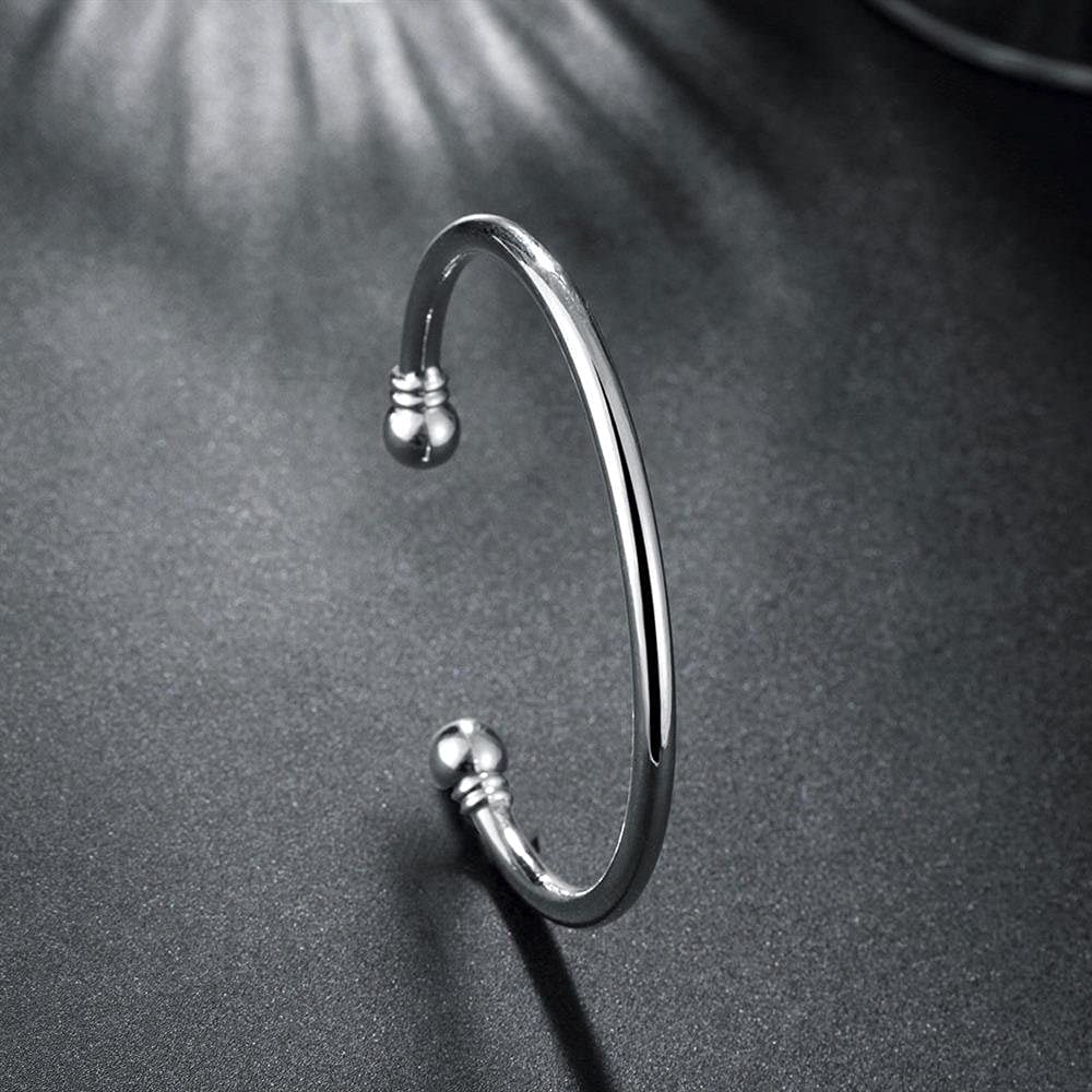 Denchy 925 Silver Bangle Bracelet, Fashion Jewelry Simple Cuff Bangles for Women Mom Wife Valentine Mothers day Gift (1pcs)