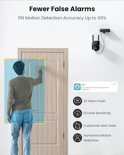 ieGeek Security Cameras Wireless Outdoor - Smart 2K Solar WiFi Camera System with 360°PTZ for Home Surveillance, Battery Powered Cam with Night Vision, Motion Sensor, Spotlight, AI, Works with Alexa