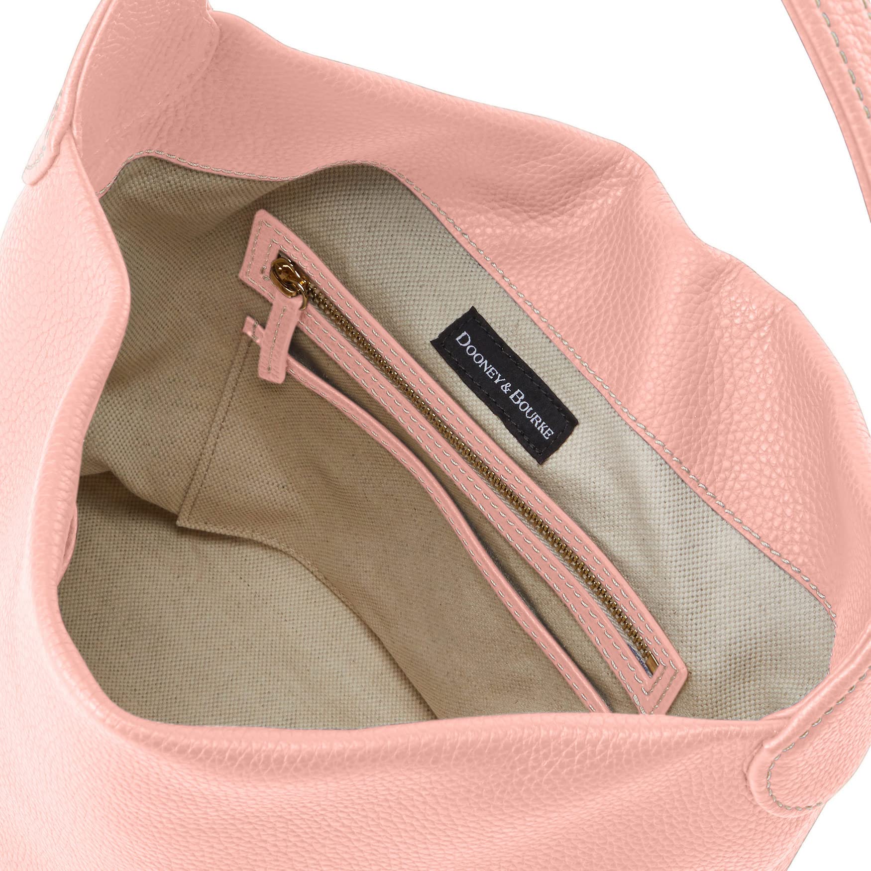 Dooney & Bourke Handbag, Pebble Grain Small Logo Lock Sac Shoulder Bag - Pale Pink