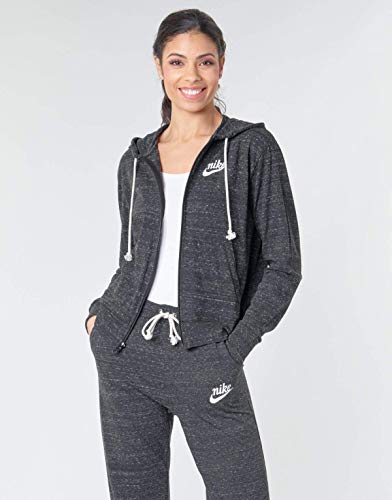 Nike Women's Sportswear Gym Vintage Full-Zip Hoodie , Black/(Sail), Small