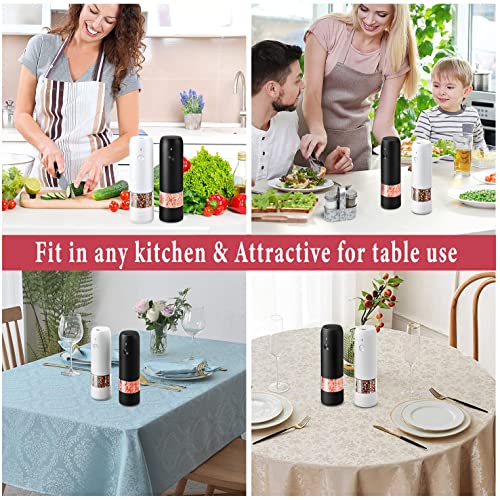๐ฅ๐ฒ๐ฐ๐ต๐ฎ๐ฟ๐ด๐ฒ๐ฎ๐ฏ๐น๐ฒ Electric Salt and pepper Grinder Set - Built-In 500mAh Battery - Automatic Peppercorn and Sea Salt Spice Mill & Shakers Set with LED Light, Adjustable Coarseness