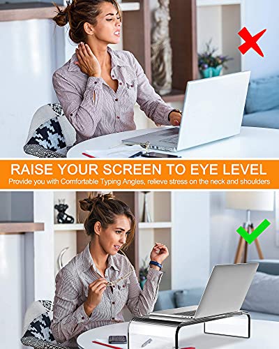 Clear Monitor Riser, Acrylic Computer Stand 20 inch - Sturdy 50LB Max - Promote Pain Relief Posture & Free Up Cluttered Space with TV, Laptop & PC Computer & Desk Storage Organizer Stand Riser