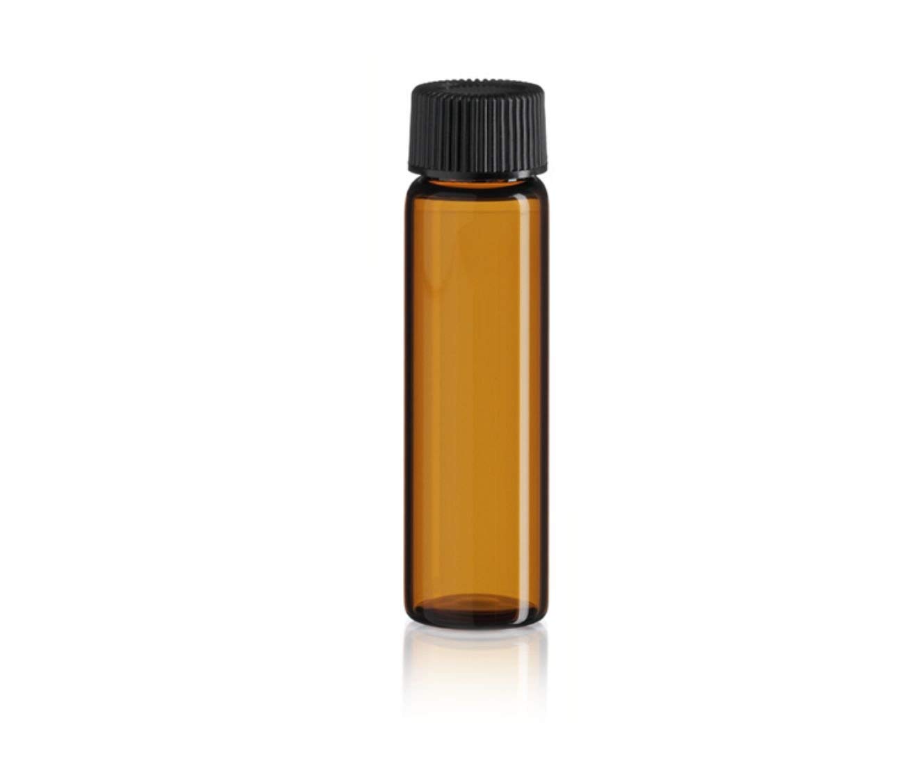 MagnaKoys 3 Dram Amber or Clear Glass Vials w/Polycone Foil Teflon Foam Liner Caps or Droppers (3 Dram w/Standard Liner Cap, Amber, 3)