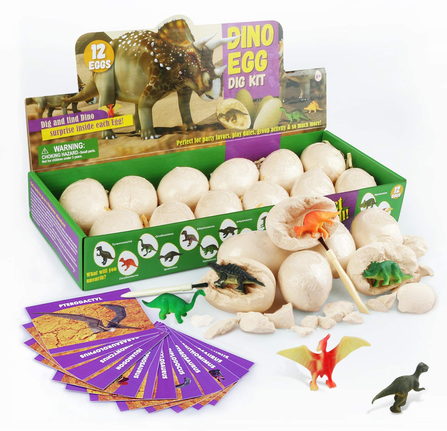 Touber Dinosaur Eggs Excavation, Dig a Dozen Dino Eggs Kit Dinosaur Eggs for 4-11 Year Olds Kids Easter Gifts for 5-12 Year Olds Boys Girls Easter Toys for Kids STEM Games for Kids 6-13 - Easter Eggs