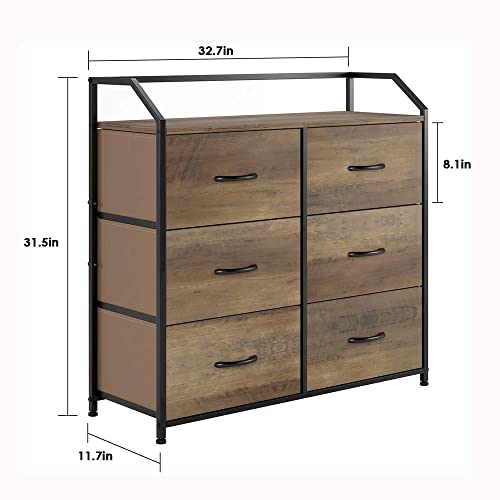 n/a Fabric Chest of 6 Drawers Cabinet Wood Top Storage Tower Closet Metal Stand