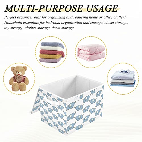 innewgogo Cute Animals Elephant Storage Bins with Lids for Organizing Storage Baskets with Handles Oxford Cloth Storage Cube Box for Car