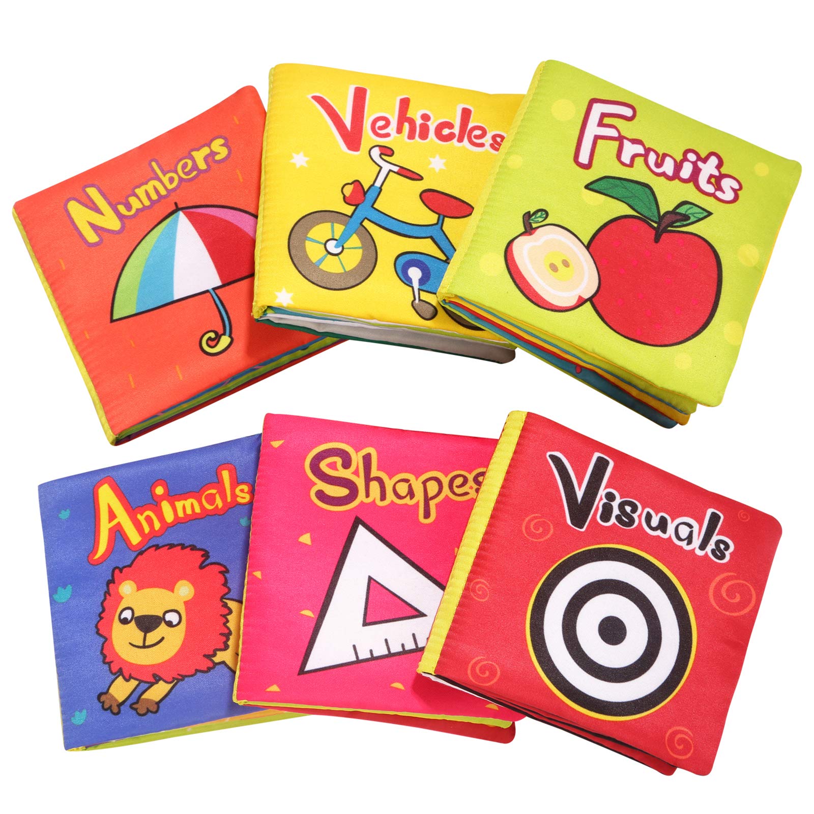 TOP BRIGHT Soft Cloth Books for Babies First Year, Baby Toys 6 to 12 Months Girls and Boys, Crinkly Cloth Book Bath Toys(Pack of 6)
