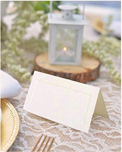 JAM PAPER Foldover Wedding Table Place Cards - 2 x 4 1/4 - Off White with Embossed Border - 100/Pack
