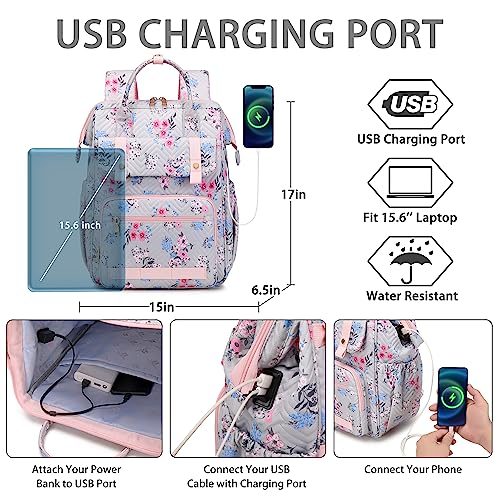 HIDDS Laptop Backpack 15.6 Inch Bundle Women Purse College School Bag Baby Diaper Backpacks Large