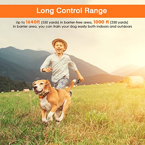 HKZOOI Dog Training Collar, Waterproof Shock Collars for Dog with Remote Range 1640 ft, 3 Training Modes, Beep, Vibration and Shock, Electric Dog Collar for Small Medium Large Dogs