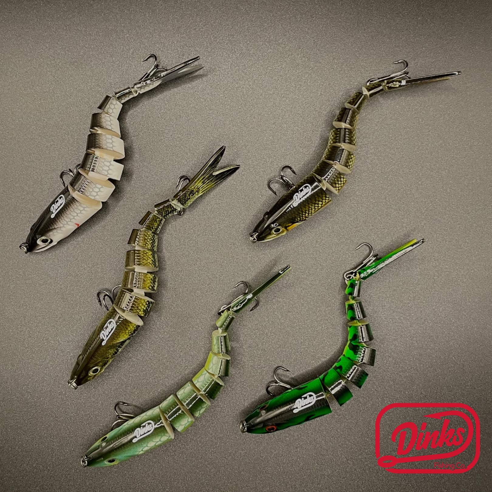 Dinks Segmented Fishing Lure with Lifelike Action, Freshwater and Saltwater 3D Jointed Fish Bait for Largemouth Bass, Pike, Salmon, and Walleye