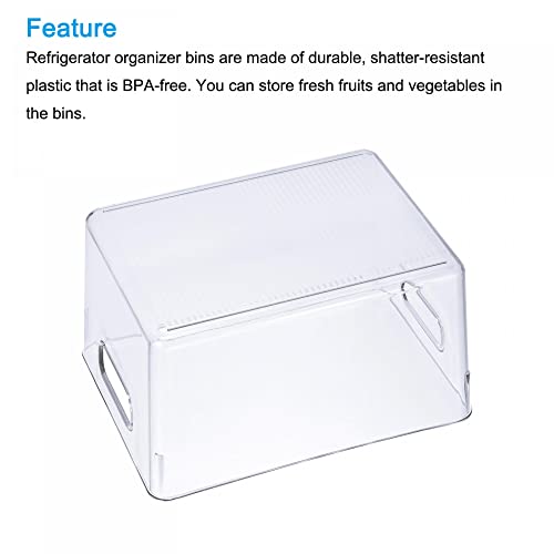 uxcell Refrigerator Organizer Bins 1PC, Stackable Fridge Drawer Organizer with Handles, Clear Fridge Bins for Pantry, Freezer, Shelves - White