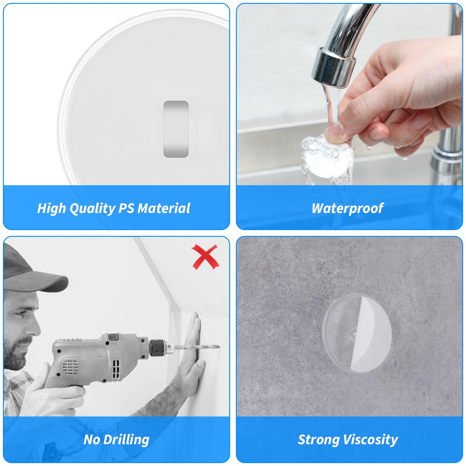 GEEHUA Self Adhesive Ceiling Hook, 30 PCS No Hole Sticky Eye Hooks Wall Small Disc Hook for Hanging Light Plants, Christmas Festival Wedding Decorations Baloon Storage Display(3cm/1.18in)