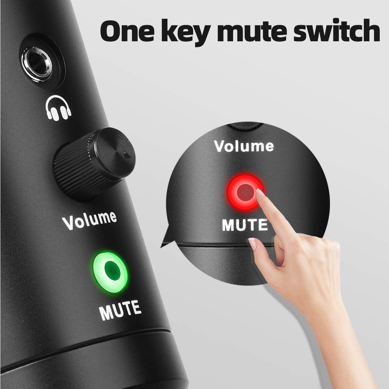 Depusheng USB Mic for Recording Remote Work, Online Class,Game,and Streaming on PC and Mac, Headphone Output and Volume Control, Metal Condenser Computer Recording Microphone,Plug and Play,Black