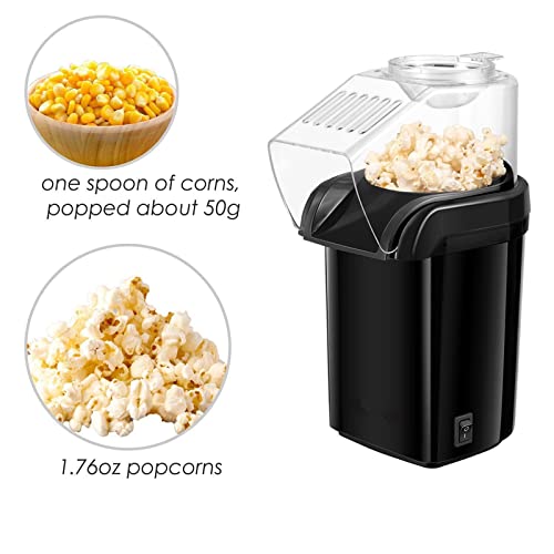 Hot Air Popcorn Popper Maker, Electric Hot Air Popcorn Popper Corn Popcorn Machine for Healthy Oil Free Popcorn