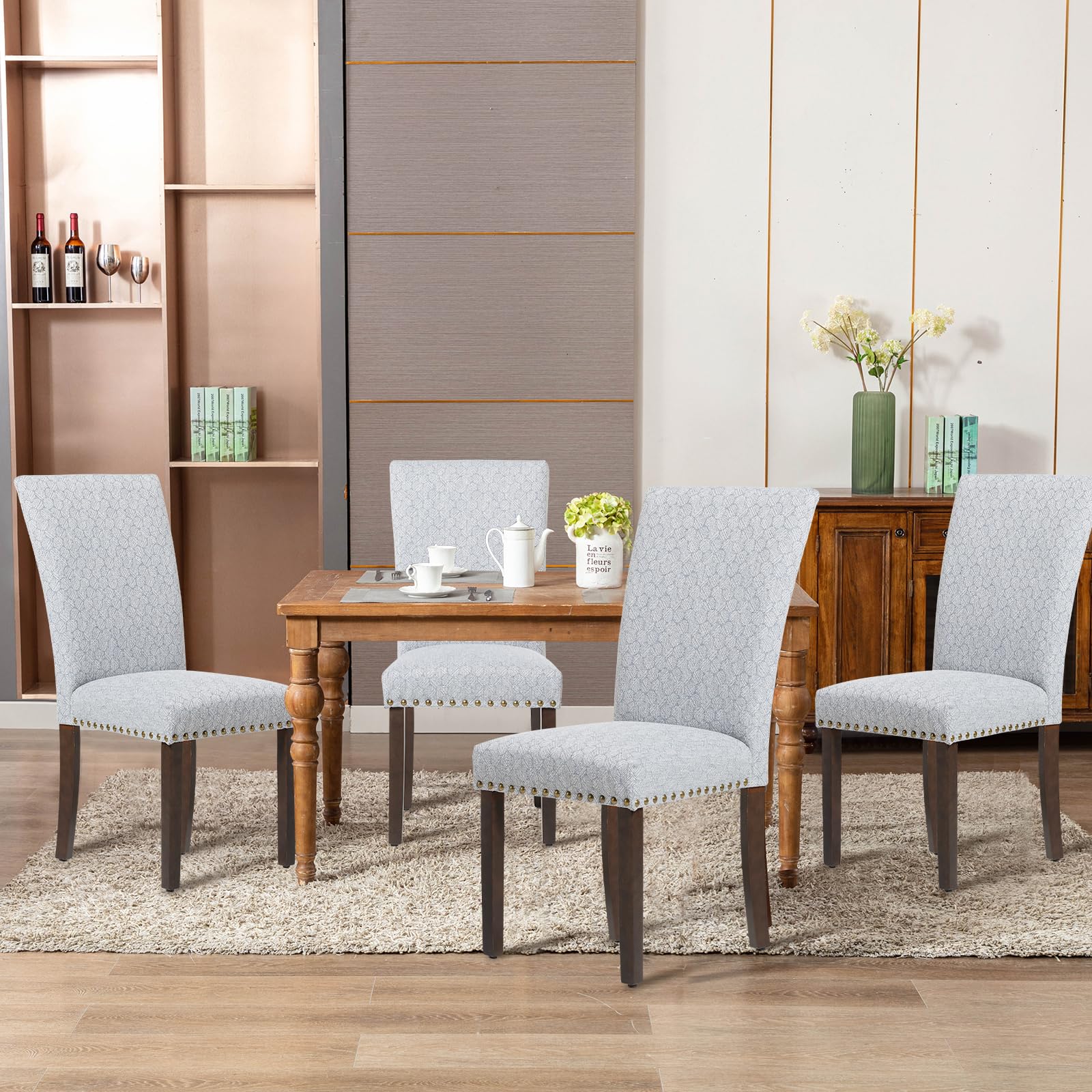 COLAMY A420-SKY2061B-2Sets fabric dining chairs, Set of 4, F-bubble