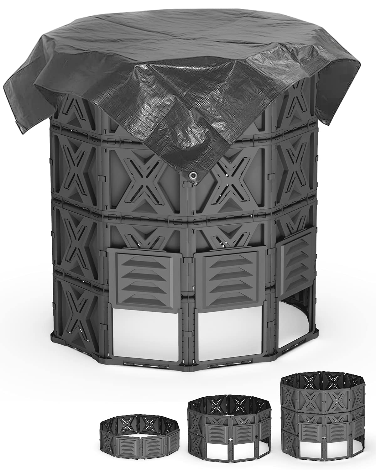 Large Compost Bin - 190 Gallon (720 L) Garden Composter with Better Aeration System, Easy Assembling/BPA Free/Sturdy/Outdoor Compost Tumbler