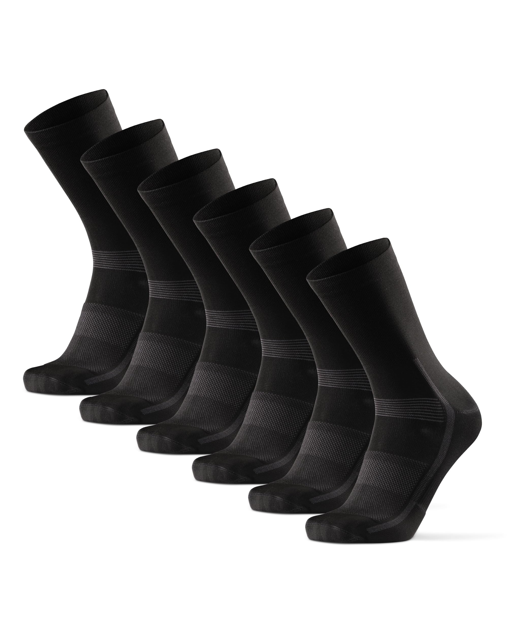 DANISH ENDURANCE 3 Pack Cycling Socks, Breathable Crew Bike Socks, Men & Women, Black, Large