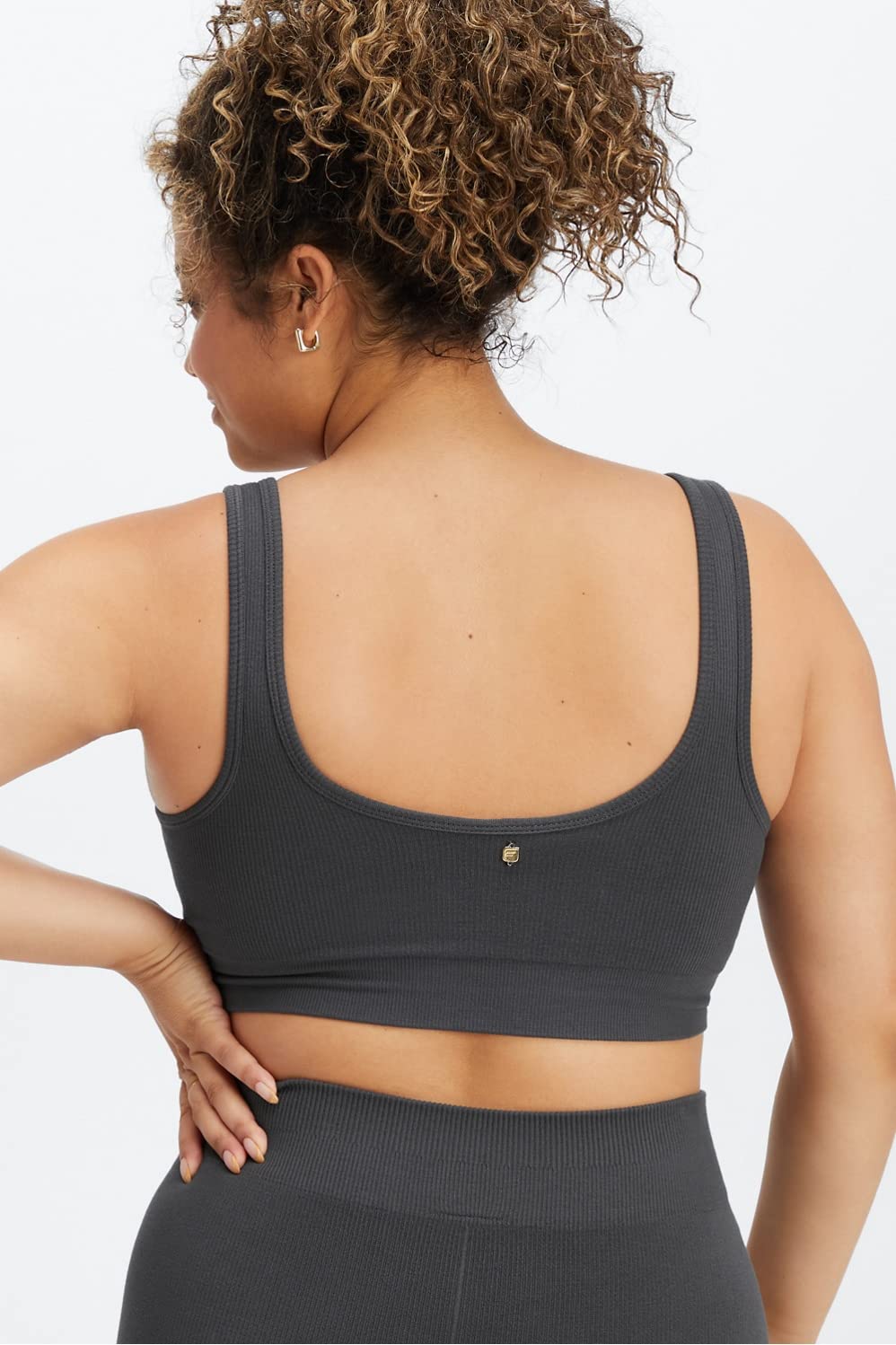 Fabletics Women's Cloud Seamless Scoop Back Bra, Workout, Yoga, Athletic, Fitness, Cloud Seamless, S, Pewter