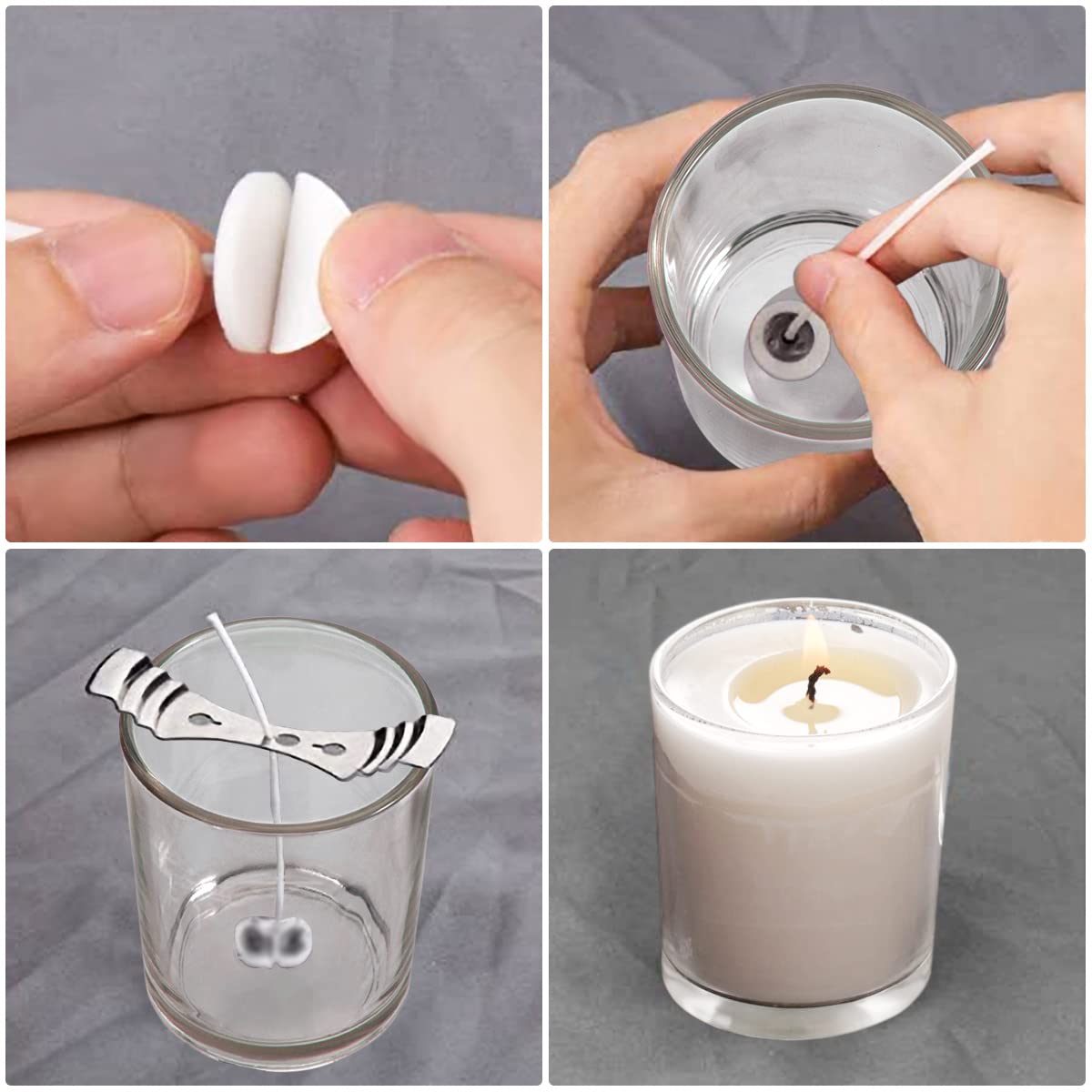 Daofary 20 Pack 6 OZ Candle Jars for Making Candles, Glass Candle Jars with Lid, Clear Empty Candle Jars with Candle Wicks, Wicks Stickers and Metal Centering Devices for Adults