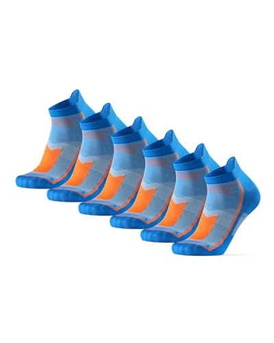 DANISH ENDURANCE 3 Pack Low-Cut Athletic Socks, Moisture Wicking, Men & Women, Blue/Orange, 9-13