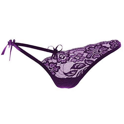 Toxz Womens Sexy Lace V-String Briefs Panties Thongs G-String Lingerie Underwear,Lace Sheer Perspective Satin Enticing Floral Embroidered