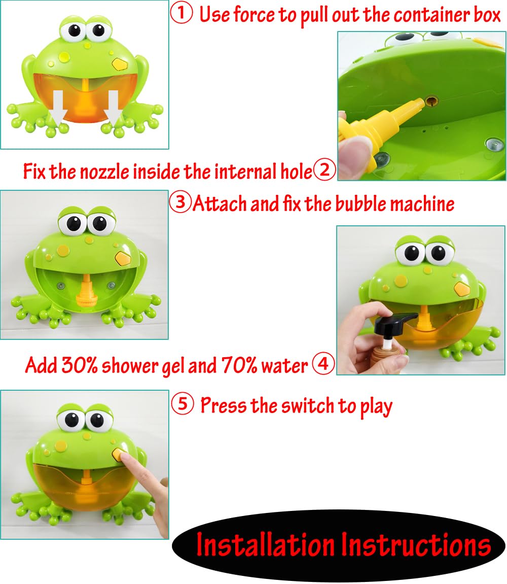Toy Baby Bath Bubble Maker Machine Musical Frog Bathtub Shower