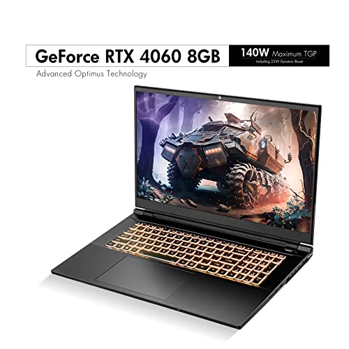 Sager 2023 NP8875D Gaming Laptop, 17.3 Inch UHD 144Hz 100% DCI-P3 G-Sync, Intel i9-13900HX, RTX 4060 8GB, 32GB RAM, 2TB Gen4 NVMe SSD, Win 11