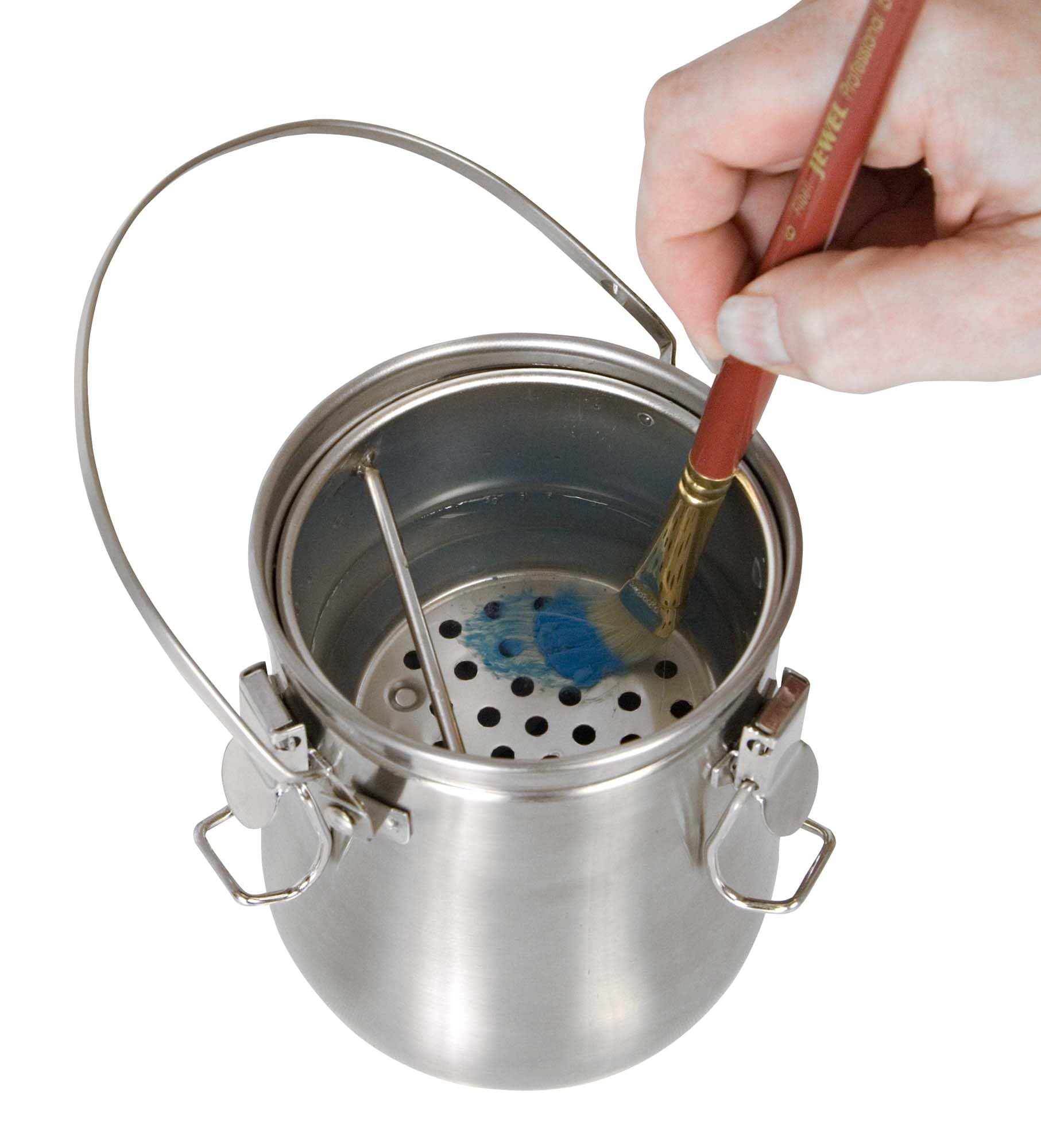 Newton Air-Tight Stainless Steel Brush Washer- Deluxe Leak-Proof Paintbrush Cleaning System for Artists & Painters