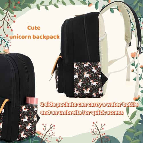 Leaper Women Striped Canvas Backpack Large Laptop Bag Girls Travel Shoulder Bag bag Daypack Black