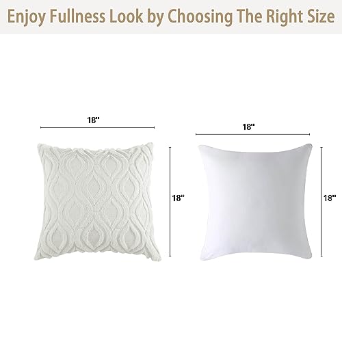 Volcanics Decorative Throw Pillow Covers 18x18 Inch, Faux Wool Plush Couch Cushion Cases Soft Fluffy Boho Pillowcases, Set of 2, Cream Beige