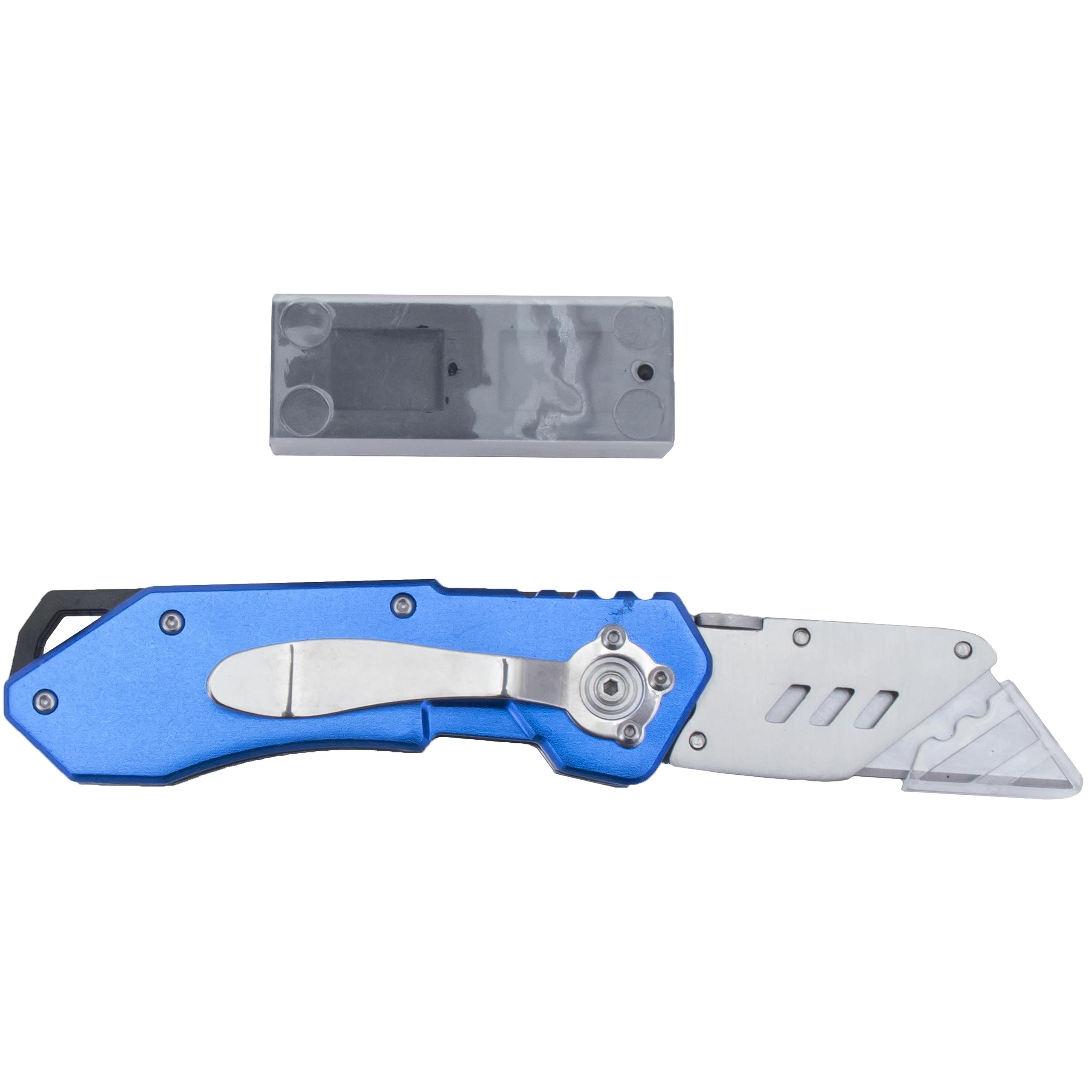 MARSHALLTOWN Folding Utility Knife, Folding Type, Aluminum Handle, Zinc Housing, Stainless Steel Skeleton, 9080