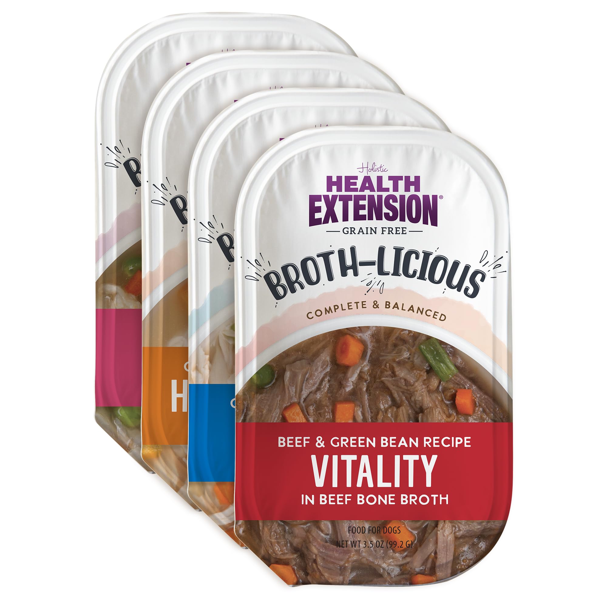 Health Extension Broth-Licious Variety Pack for Dogs, 3.5 oz Cups β Grain-Free, Ready-to-Serve, Supports Vitality, Digestion, Mobility & Shiny Coat (10-Cup Box)