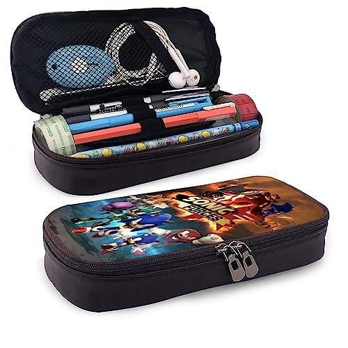 IKBAGVBK Anime Super 3 Piece Kids Backpack Set,Superhero Knuckles Boys Girls Study Schoolbag,Hedgehog Bookbag with Lunch Box & Pencil Case Combo Set