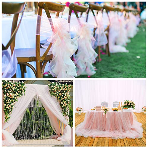 MECCANIXITY Tulle Ribbon Rolls Netting Fabric Spools 6 inch 25 Yards Light Blue for Christmas Wrapping Wedding DIY Crafts
