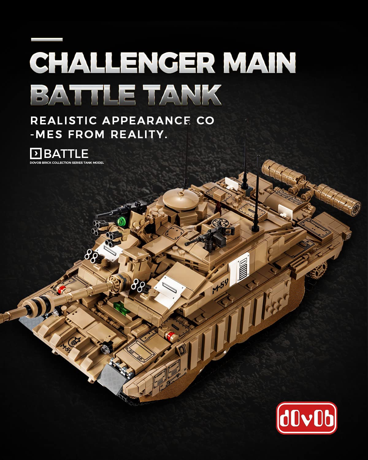 dOvOb Military Challenger Ⅱ Tank Building Blocks Set, 1687 Pieces Bricks, Army Toys as Gift for Kids or Adult
