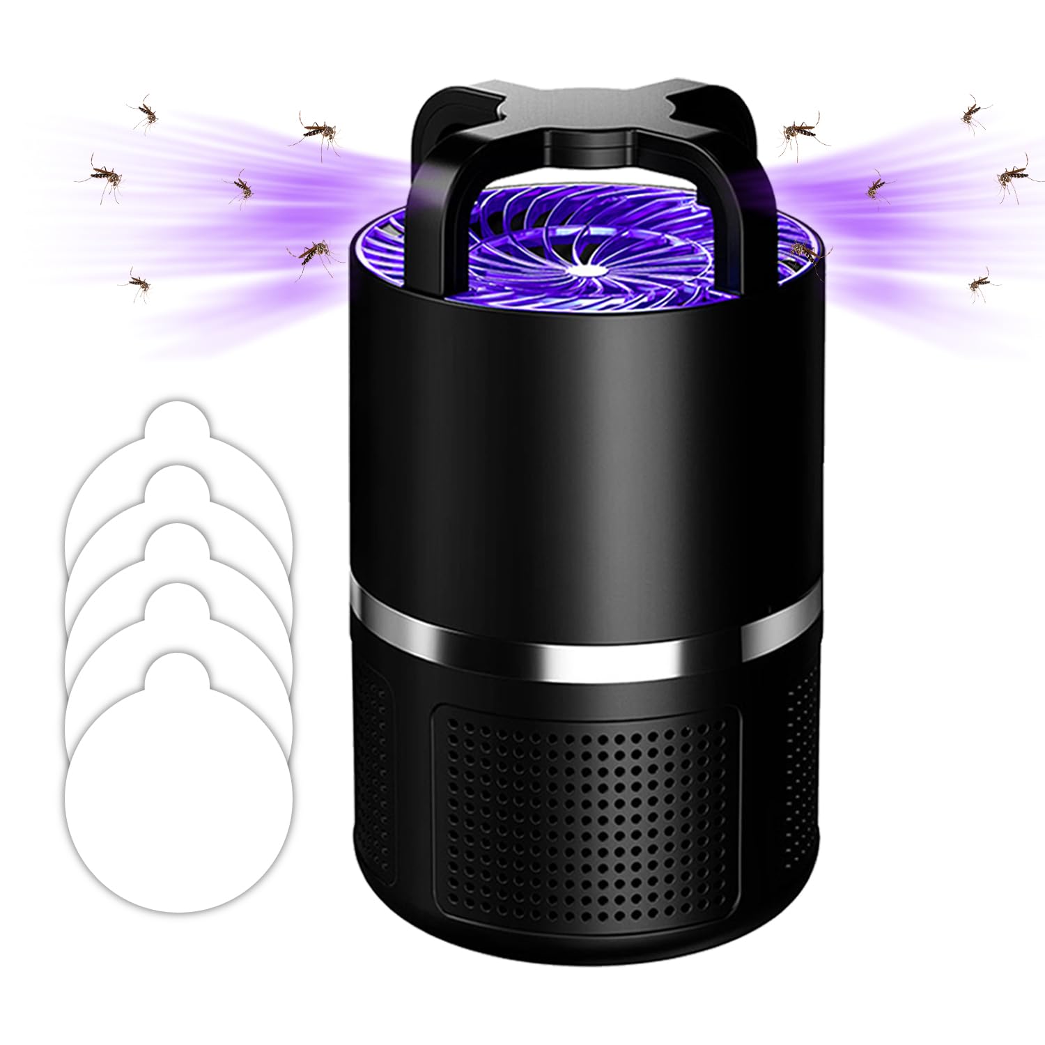 Indoor Insect Trap, Bug Zapper Indoor, Catcher & Killer for Mosquitos, Gnats, Moths, Fruit Flies, Fruit Fly Traps for Home - Fly Traps Indoor with Suction 02, Black