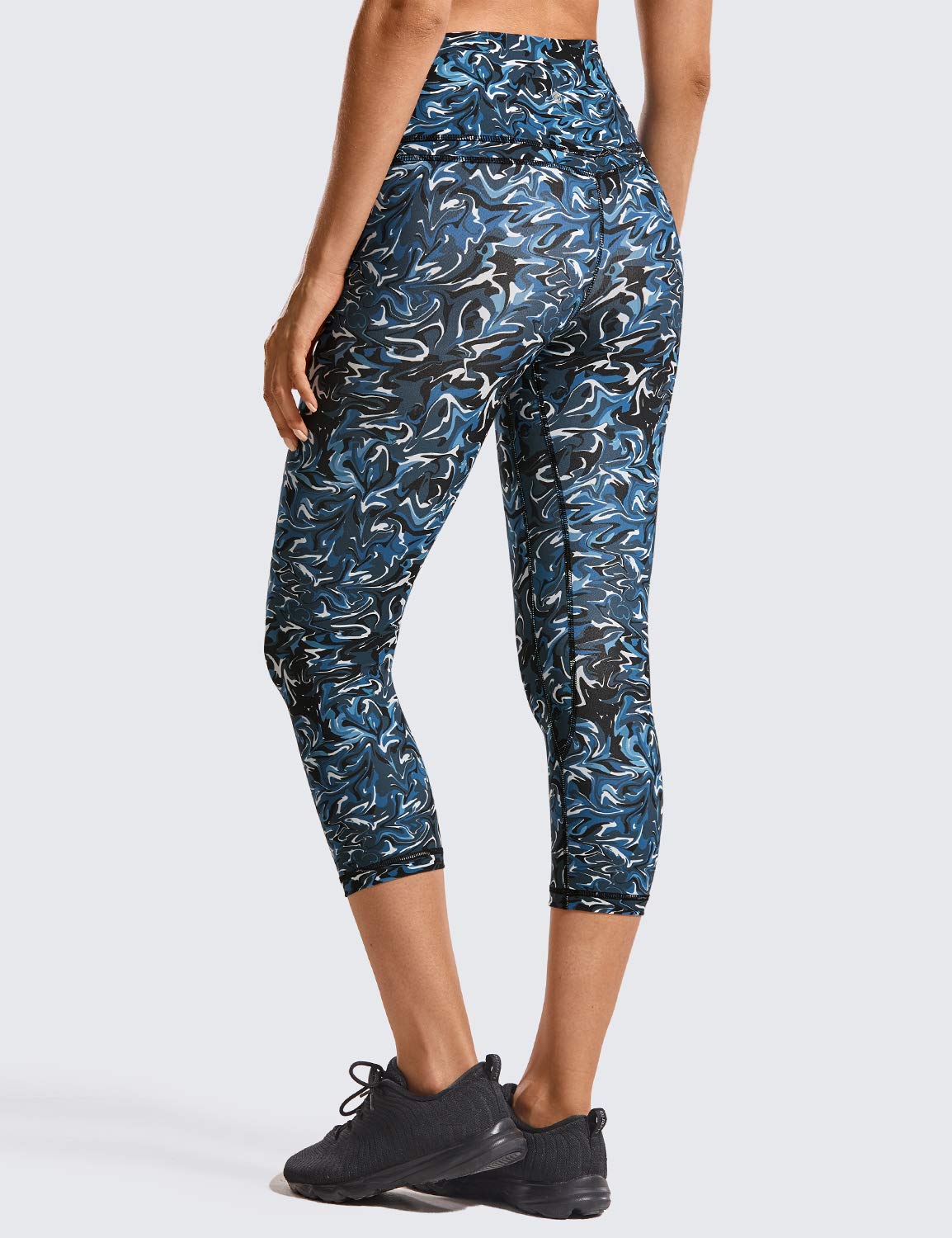 CRZ YOGA Women's Naked Feeling Workout Capris Leggings 19" - Gym Compression Tummy Control Yoga Capri Pants Ice Flower Multi1 Small