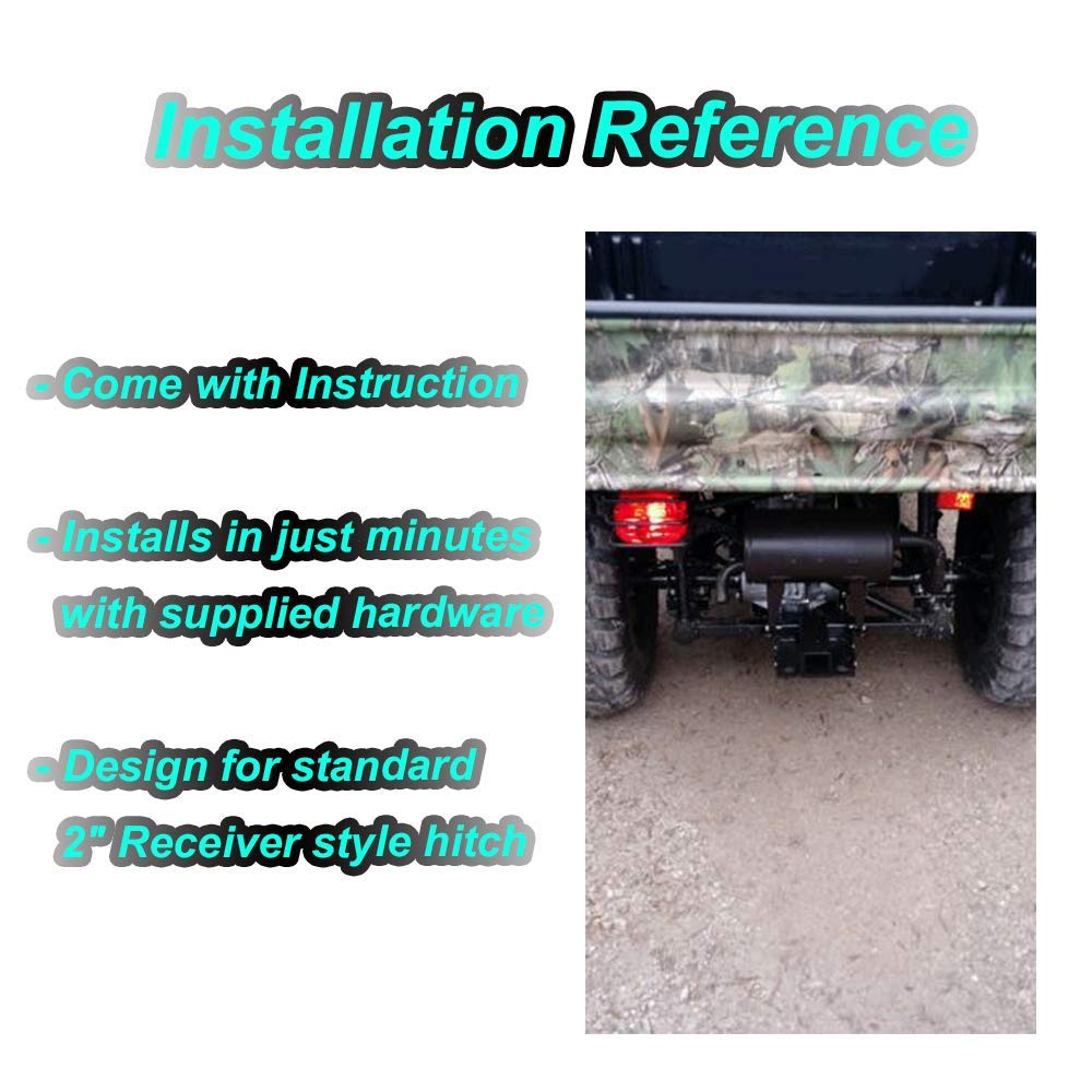 Dasen Rear Reverse 2" Receiver Trailer Tow Hitch Compatible with 2005-2016 Kawasaki Mule 600 610 and 2017-2024 Mule SX
